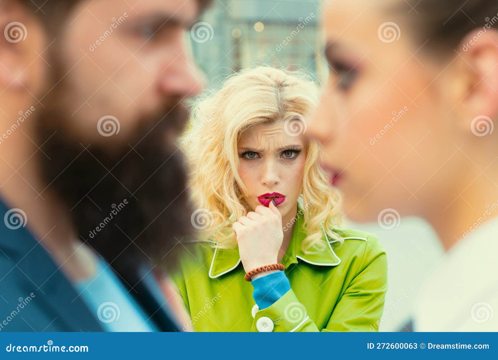 Obsessed Ex Girlfriend Spying To A Couple Dating She Is Obviously Jealous Bearded Man Cheating