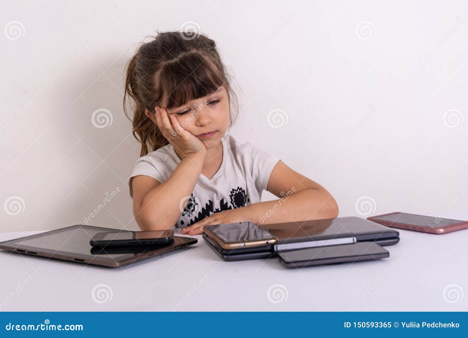 Obsession and Addiction. Children Technology Overuse Stock Image ...