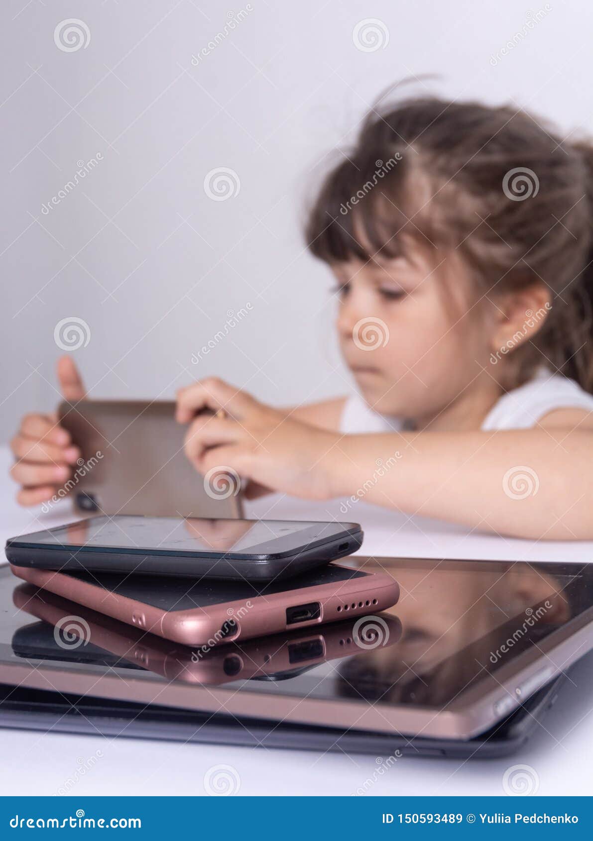 Obsession and Addiction. Children Technology Overuse Stock Image ...