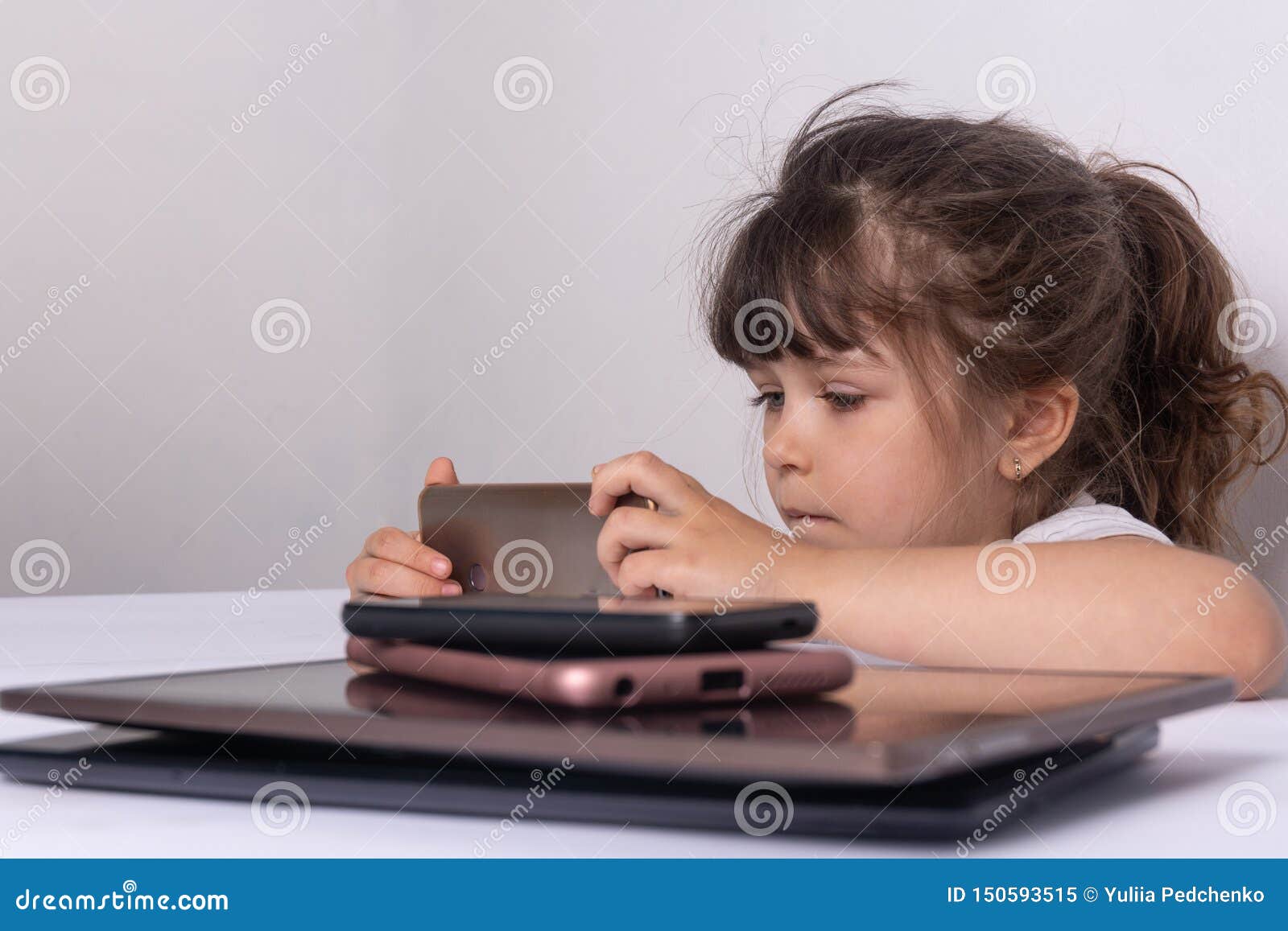 Obsession and Addiction. Children Technology Overuse Stock Image ...