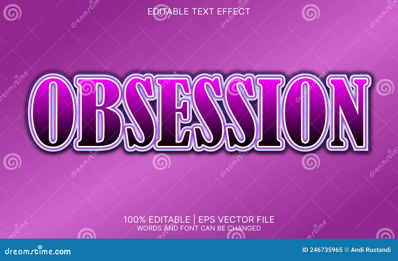 Obsession Editable Text Effect Style Stock Vector - Illustration of ...