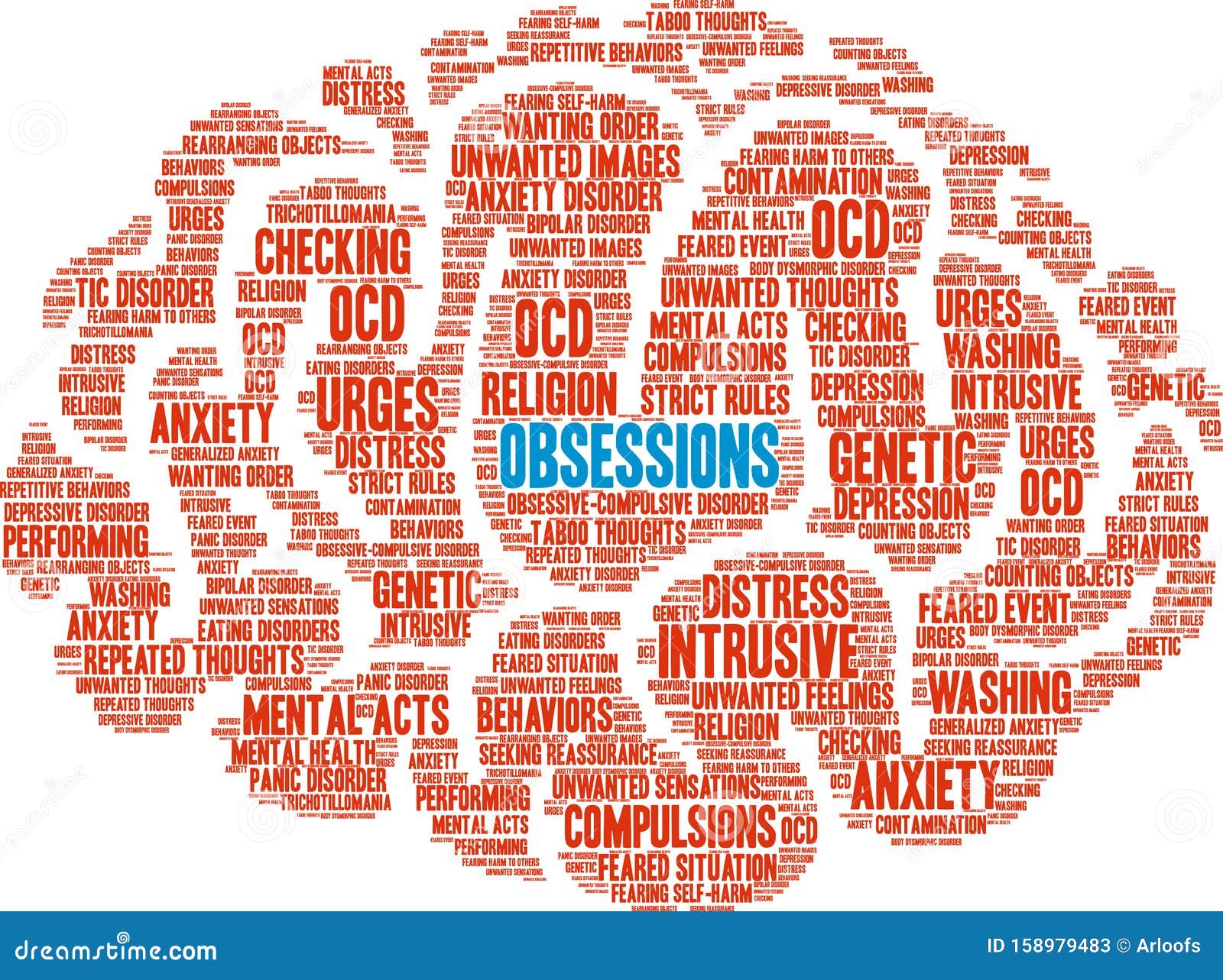 Obsessions Brain Word Cloud Stock Vector - Illustration of intrusive ...