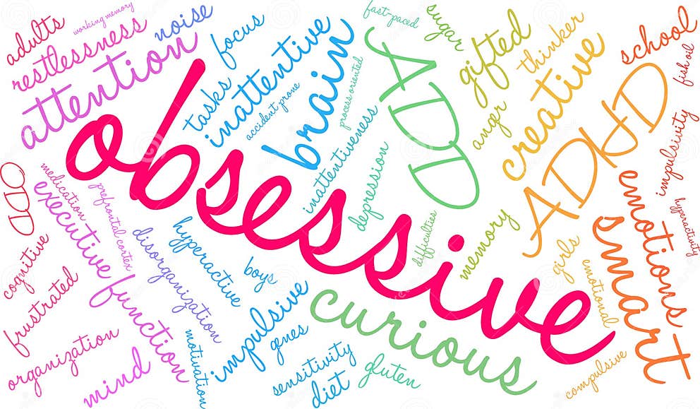 Obsessive Word Cloud stock illustration. Illustration of fish - 103137881