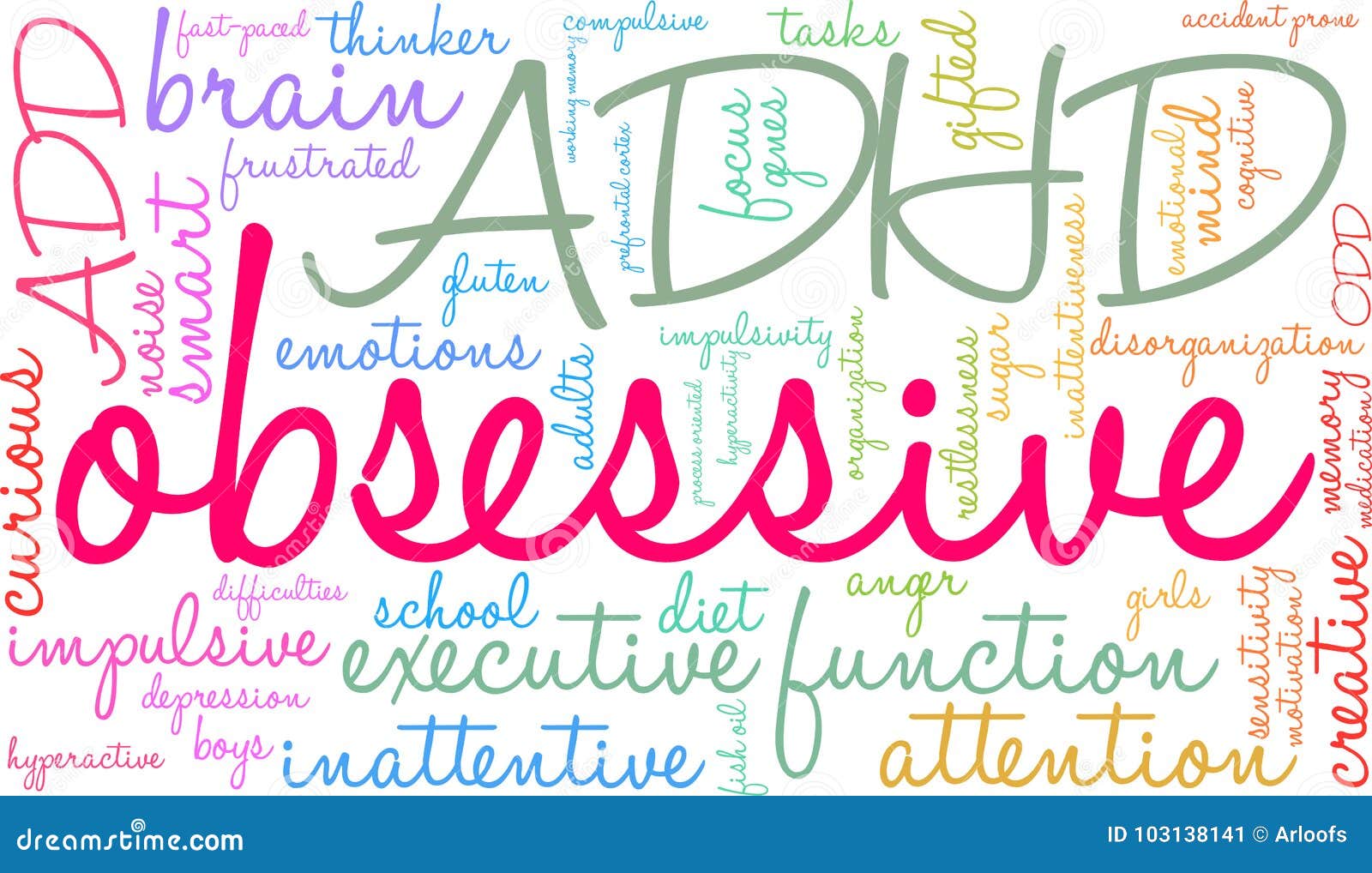 Obsessive Word Cloud stock illustration. Illustration of education ...