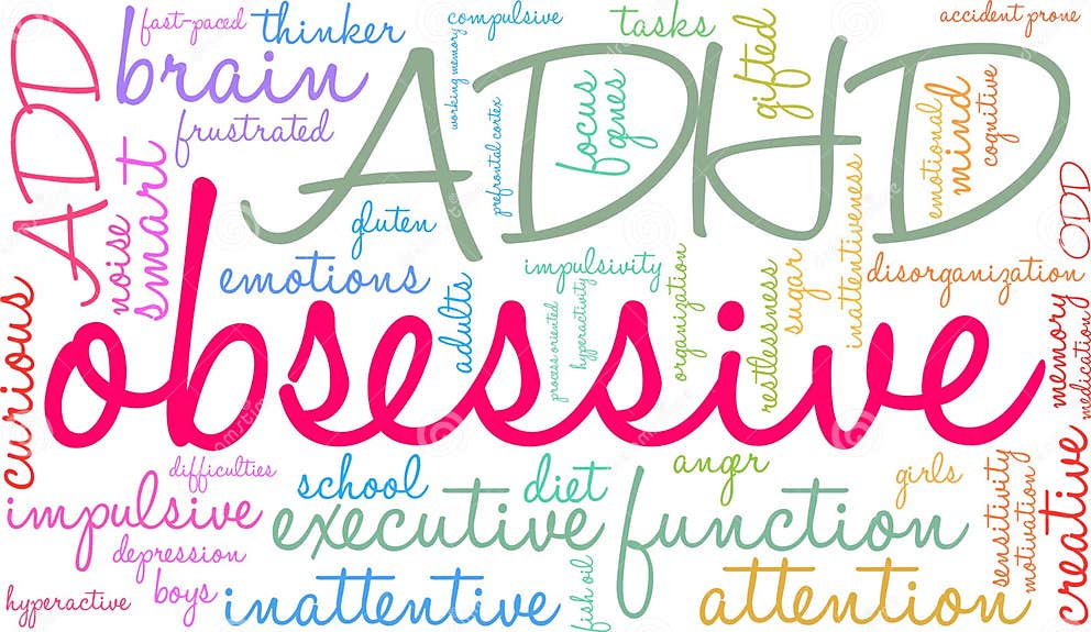Obsessive Word Cloud stock illustration. Illustration of education ...