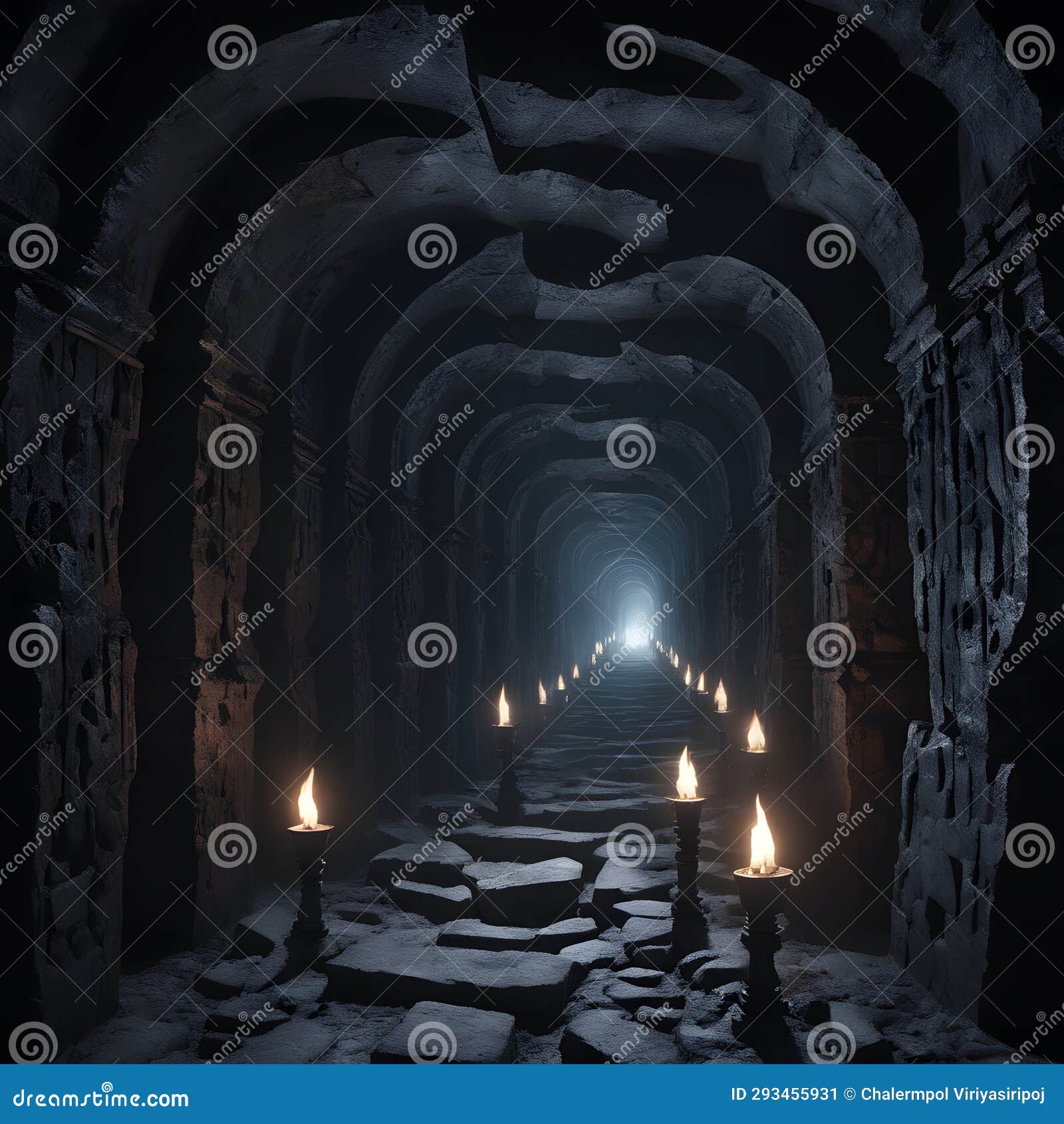 Interior Of The Catacombs Vintage Illustration | CartoonDealer.com ...