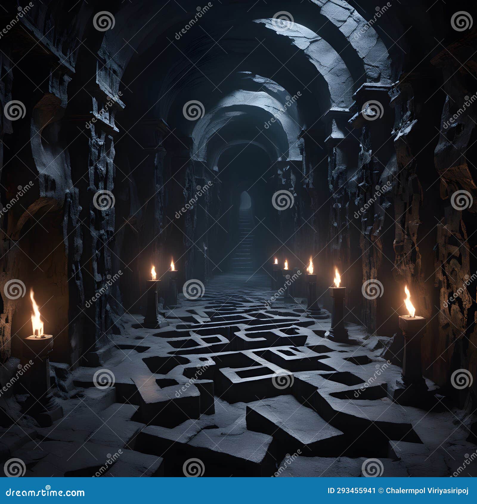 Interior Of The Catacombs Vintage Illustration | CartoonDealer.com ...