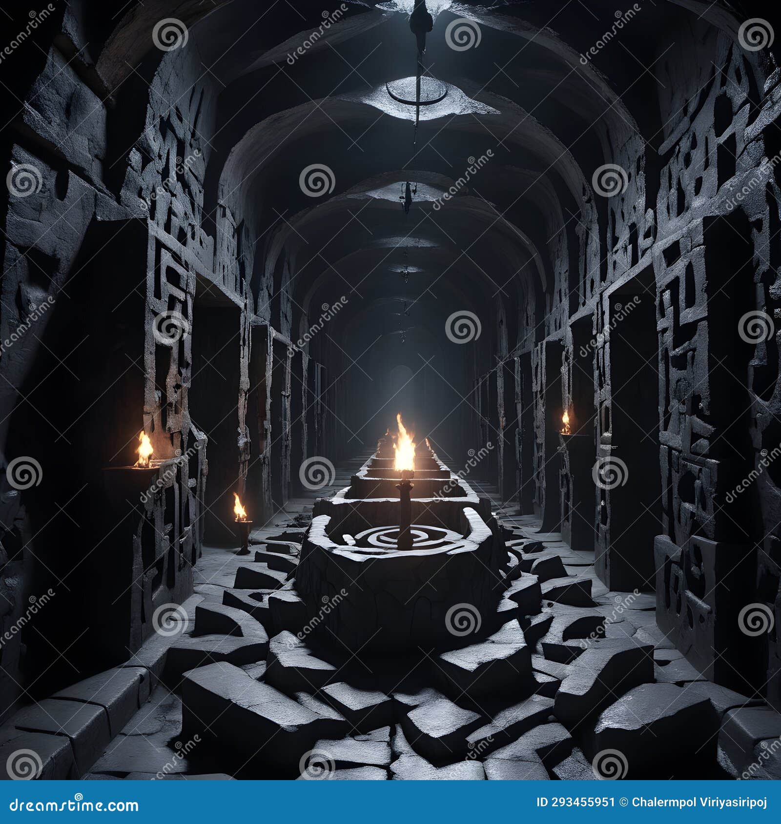 Interior Of The Catacombs Vintage Illustration | CartoonDealer.com ...