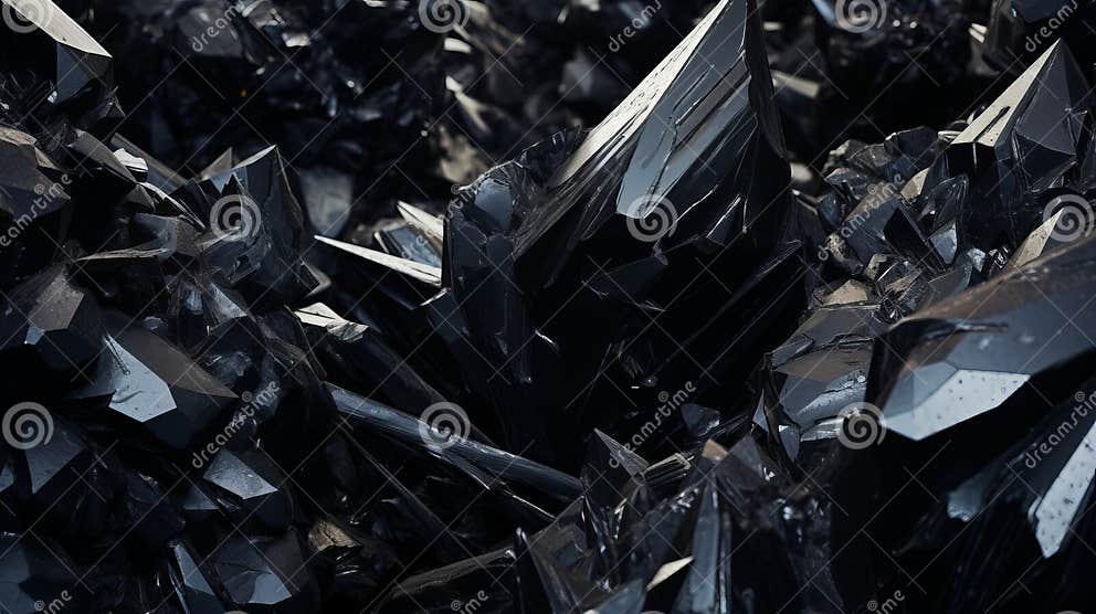 Obsidian Installation: Hyperrealistic Composition of Shiny Black ...