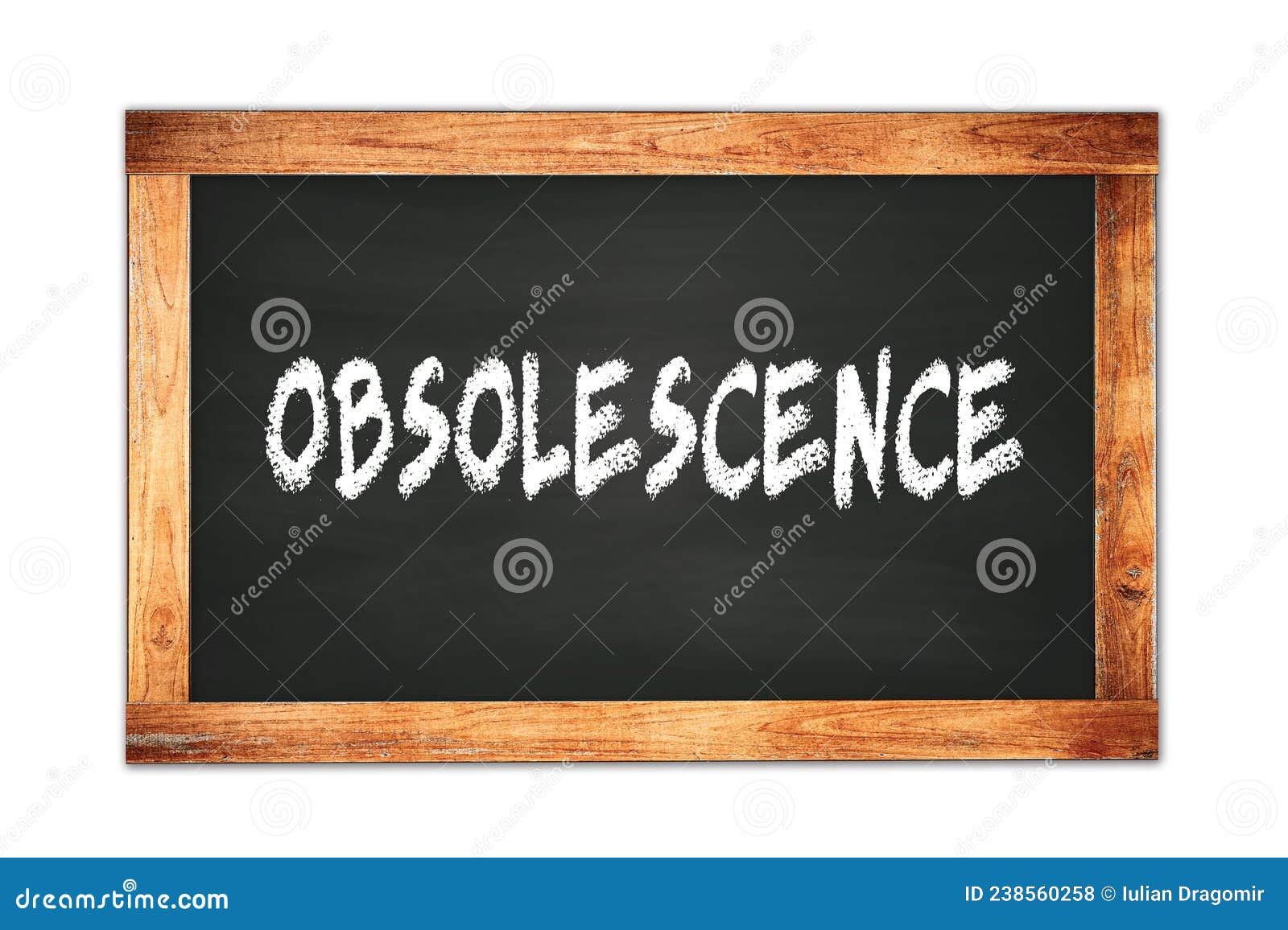 OBSOLESCENCE Text Written on Wooden Frame School Blackboard Stock ...