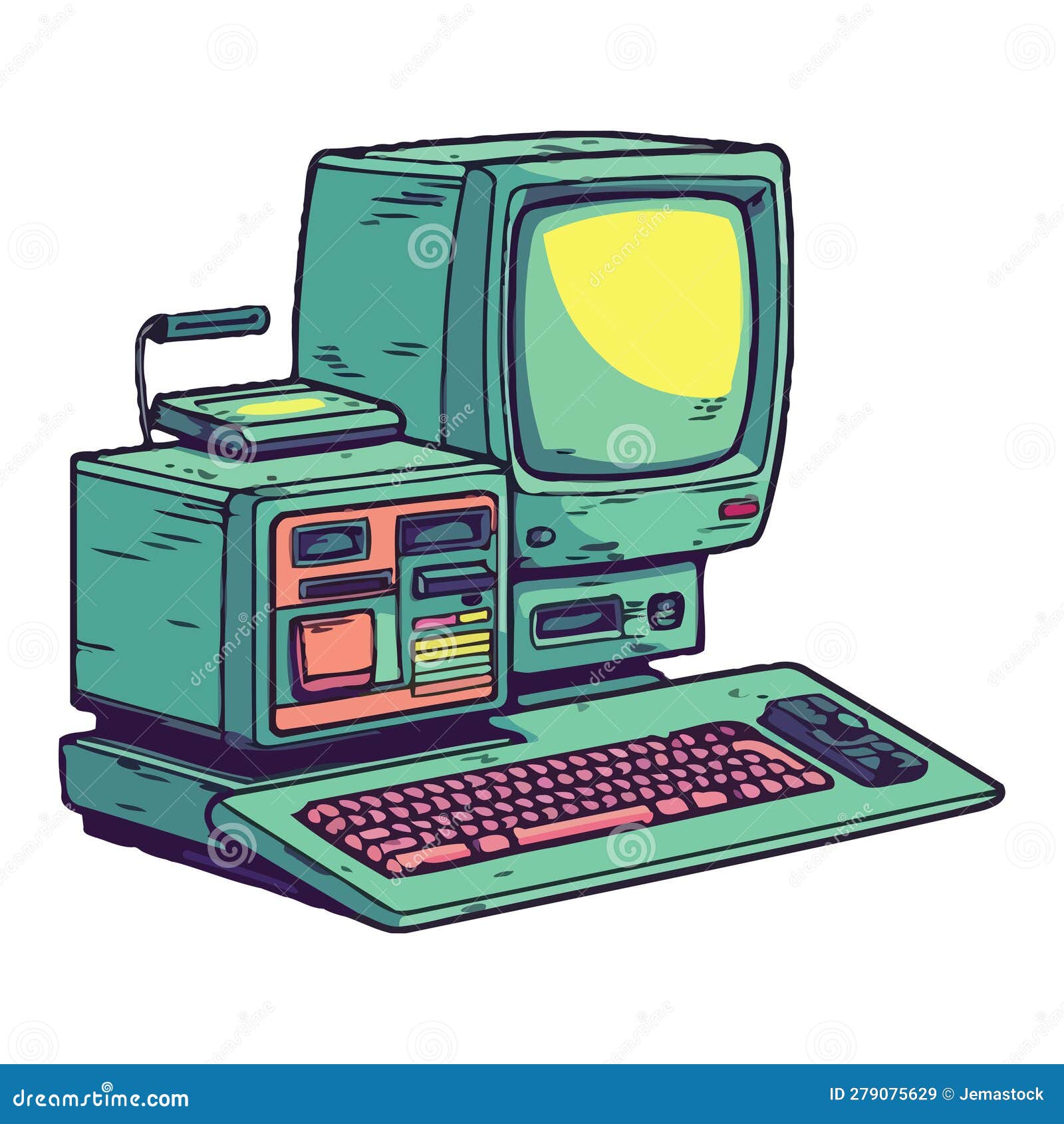 Obsolete Computer Equipment Old Fashioned Machinery Stock Vector ...