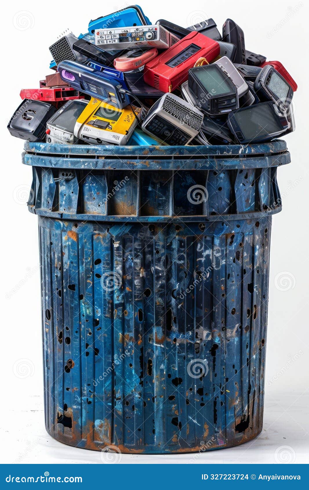 Obsolete Electronics Overflowing Trash Can - Vintage Technology ...