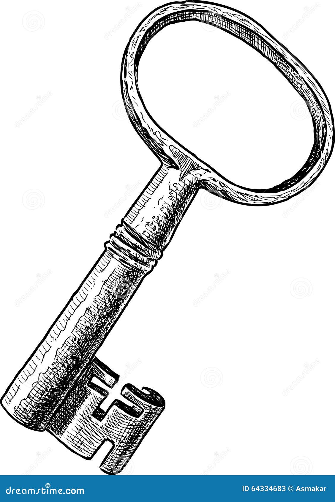 Obsolete key stock vector. Illustration of graphic, hand - 64334683