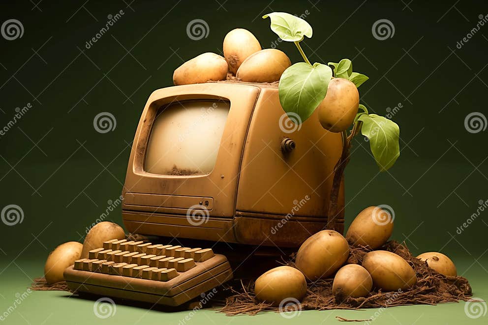 Obsolete PC Desktop so Old that Potatoes Grew on it. Computer Needs an ...