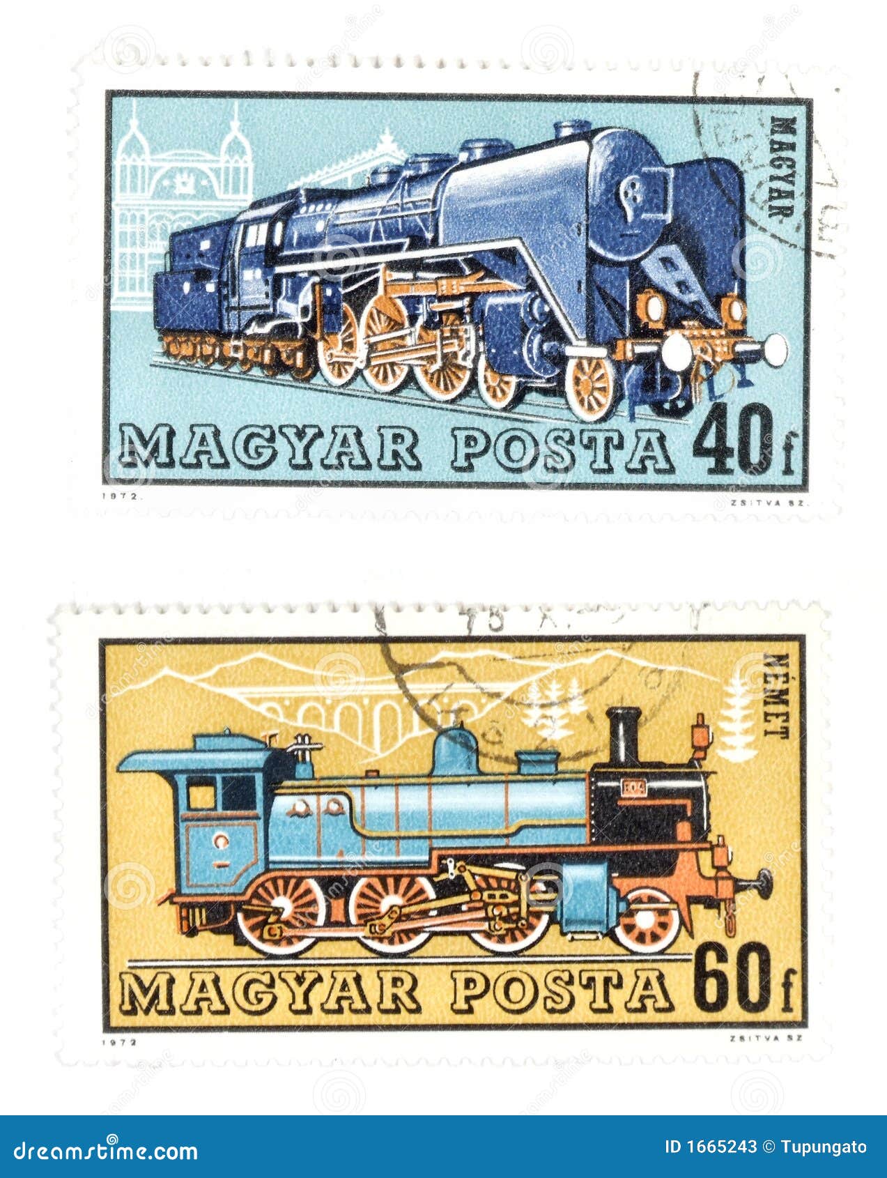 Obsolete Post Stamps with Trains Editorial Stock Photo - Image of mark ...
