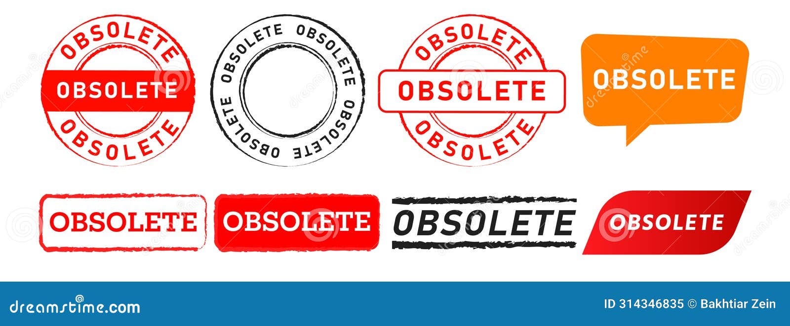 Obsolete Rectangle Circle Stamp and Speech Bubble Label Sticker Sign ...