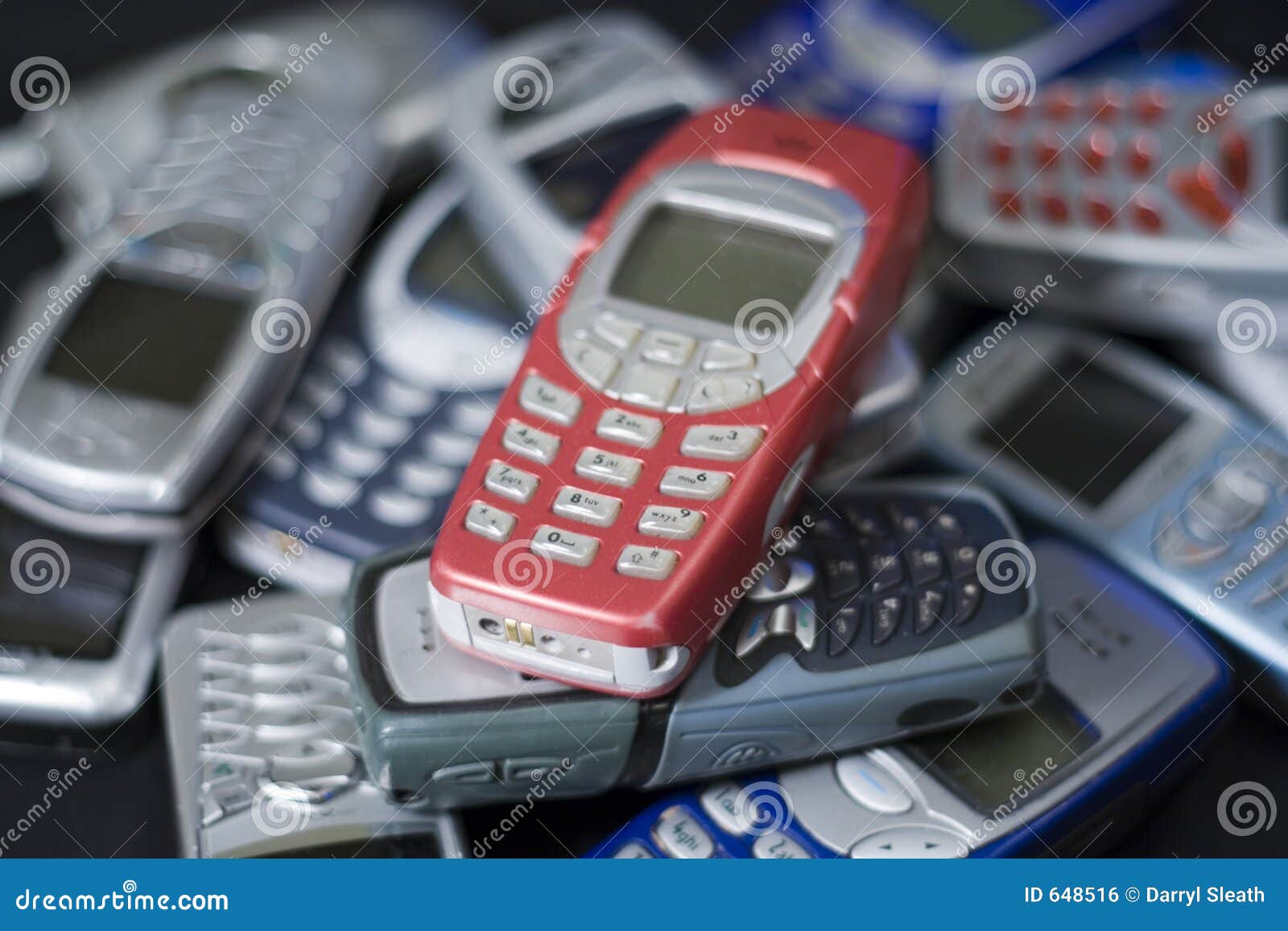 Obsolete Red Cell Phone in Pile. Stock Photo - Image of gadget ...