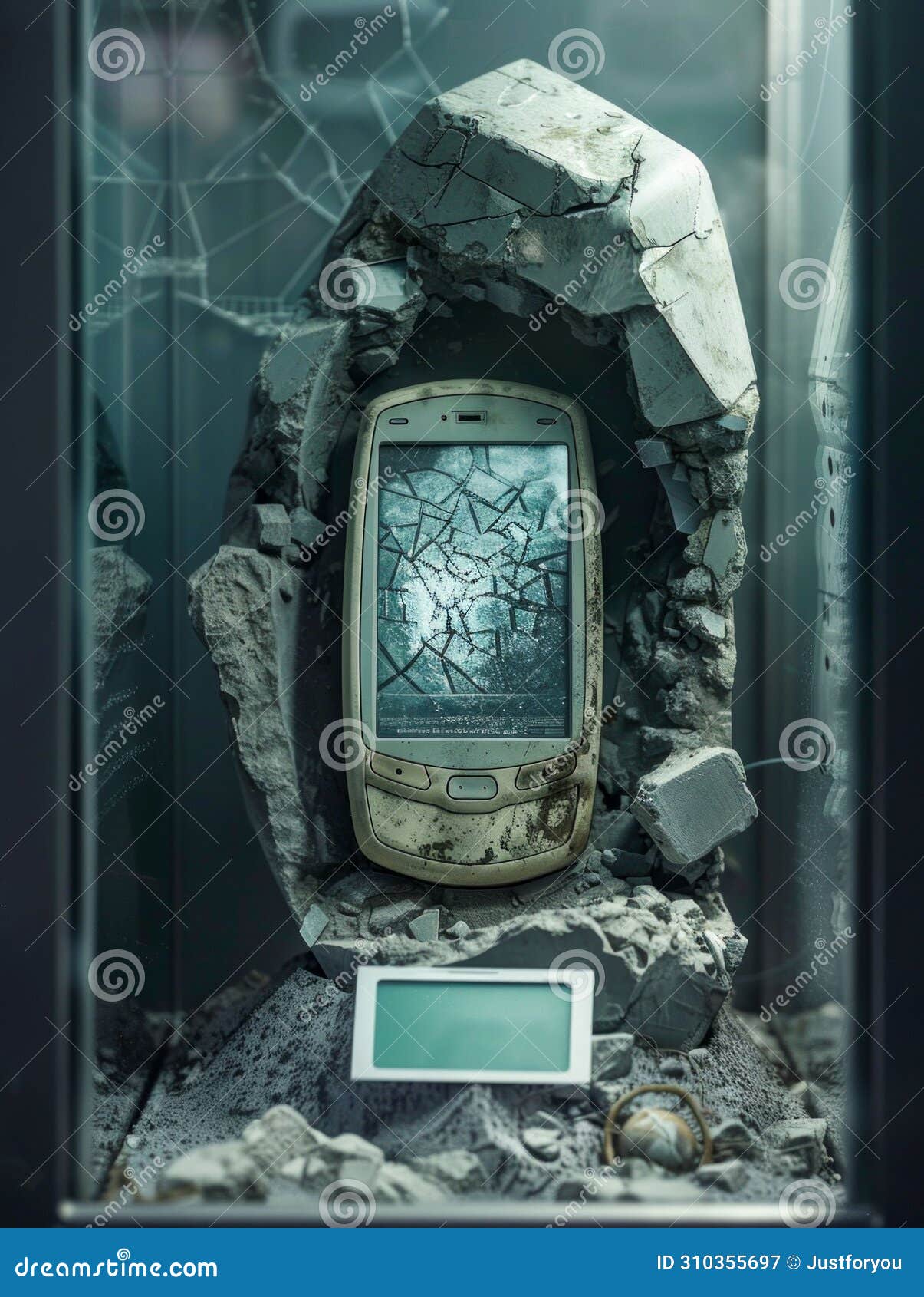 Obsolete Technology Encased in Concrete. Generative Ai Stock ...