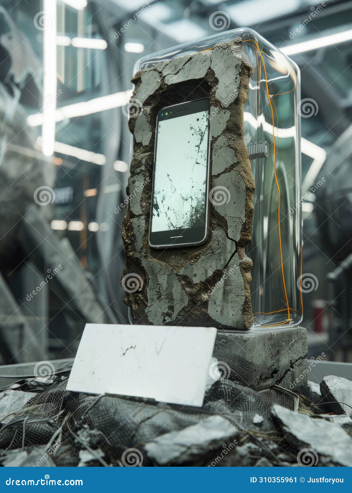 Obsolete Technology Encased in Concrete. Generative Ai Stock ...