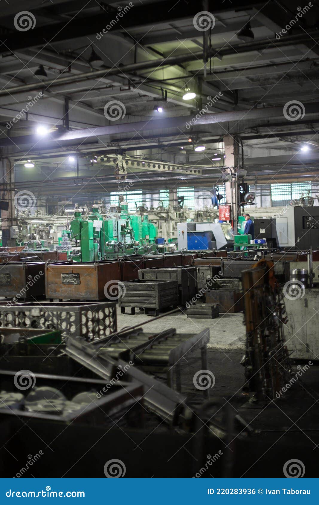 Obsolete Unautomated Metal Processing Workshop Full of Workpieces ...