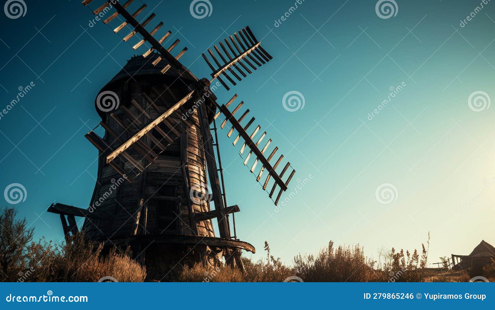 Obsolete Windmill Silhouette Back Lit by Sunset, a Historic Landmark ...