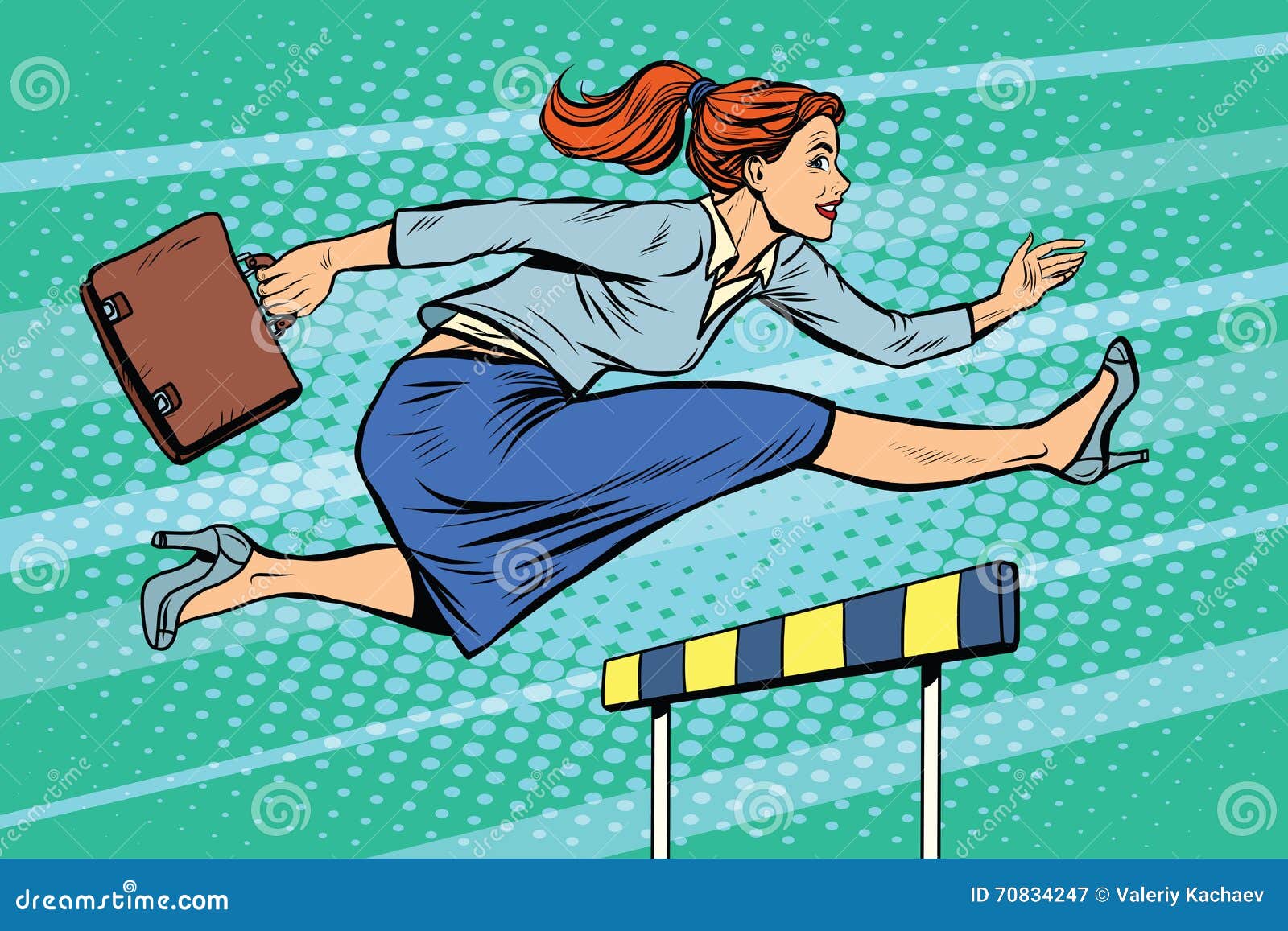 Obstáculos Running Da Mulher De Negócios Ilustração do Vetor ...