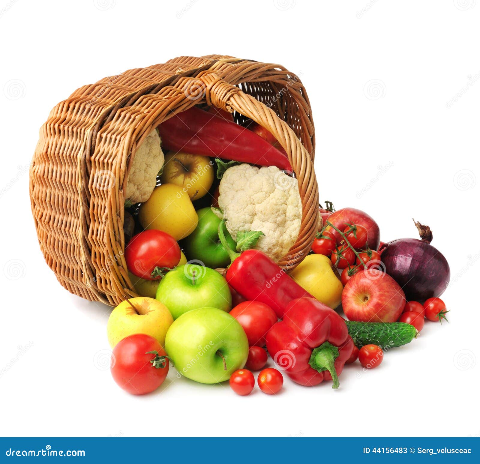Obst und Gemüse im Korb stockbild. Bild von gesund, hintergrund - 44156483