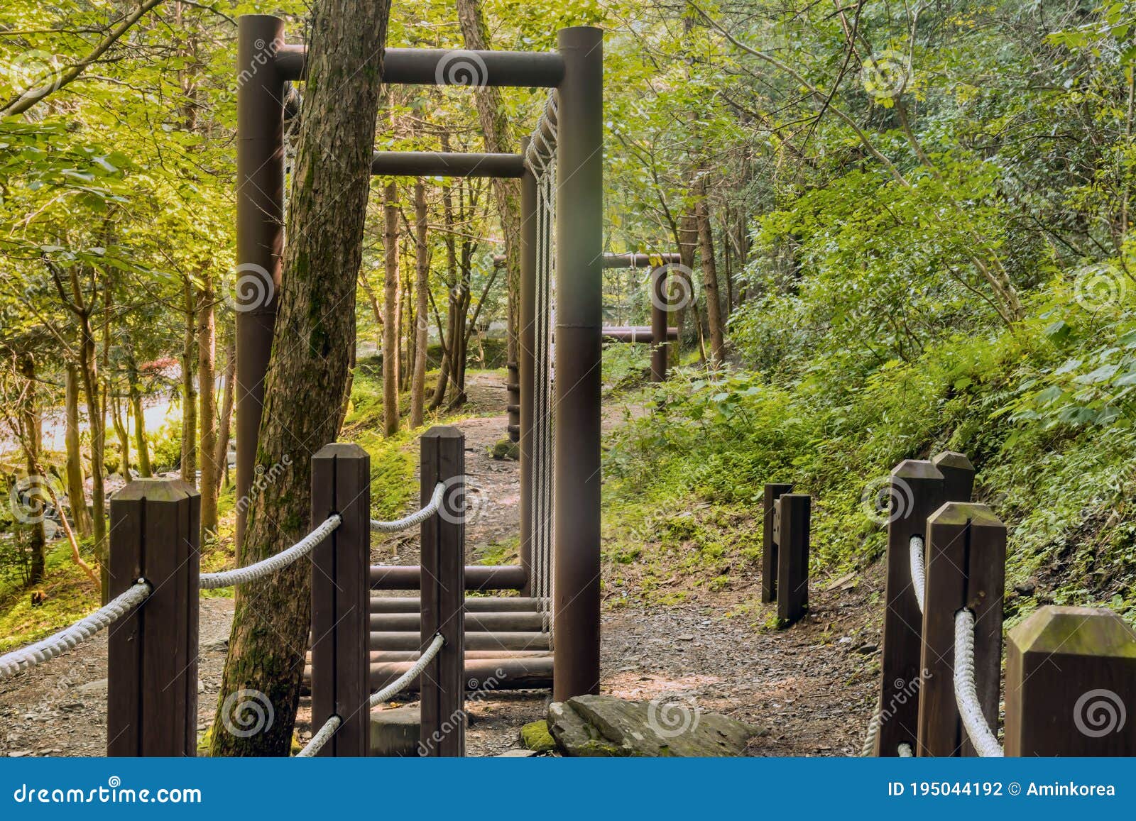 Obstacle Course Training Apparatus on Hiking Trail Stock Photo - Image ...