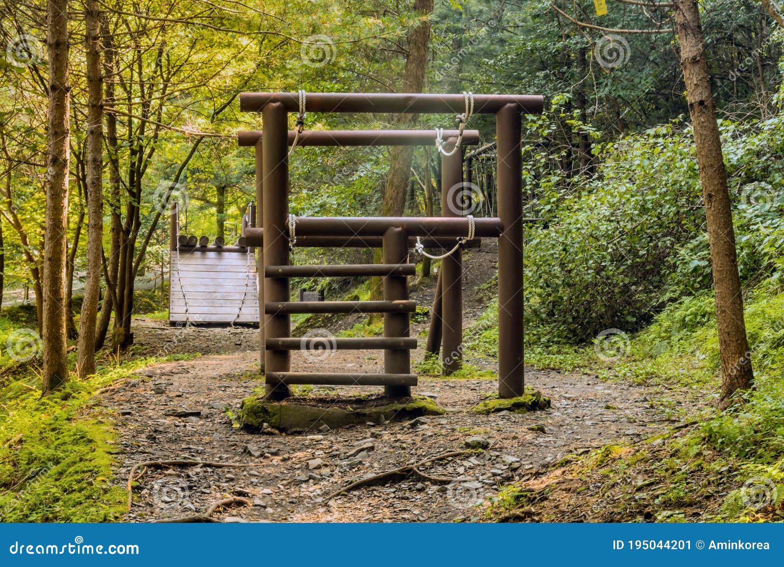 Obstacle Course Training Apparatus on Hiking Trail Stock Image - Image ...