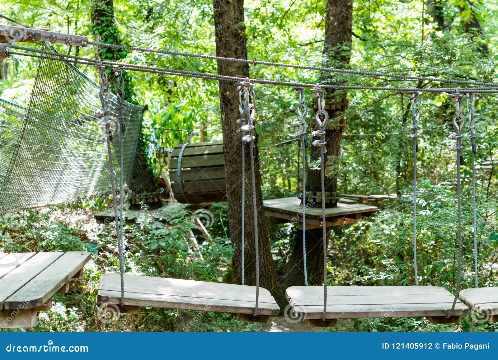 Obstacle Path in Adventure Playground Forest Stock Photo - Image of ...