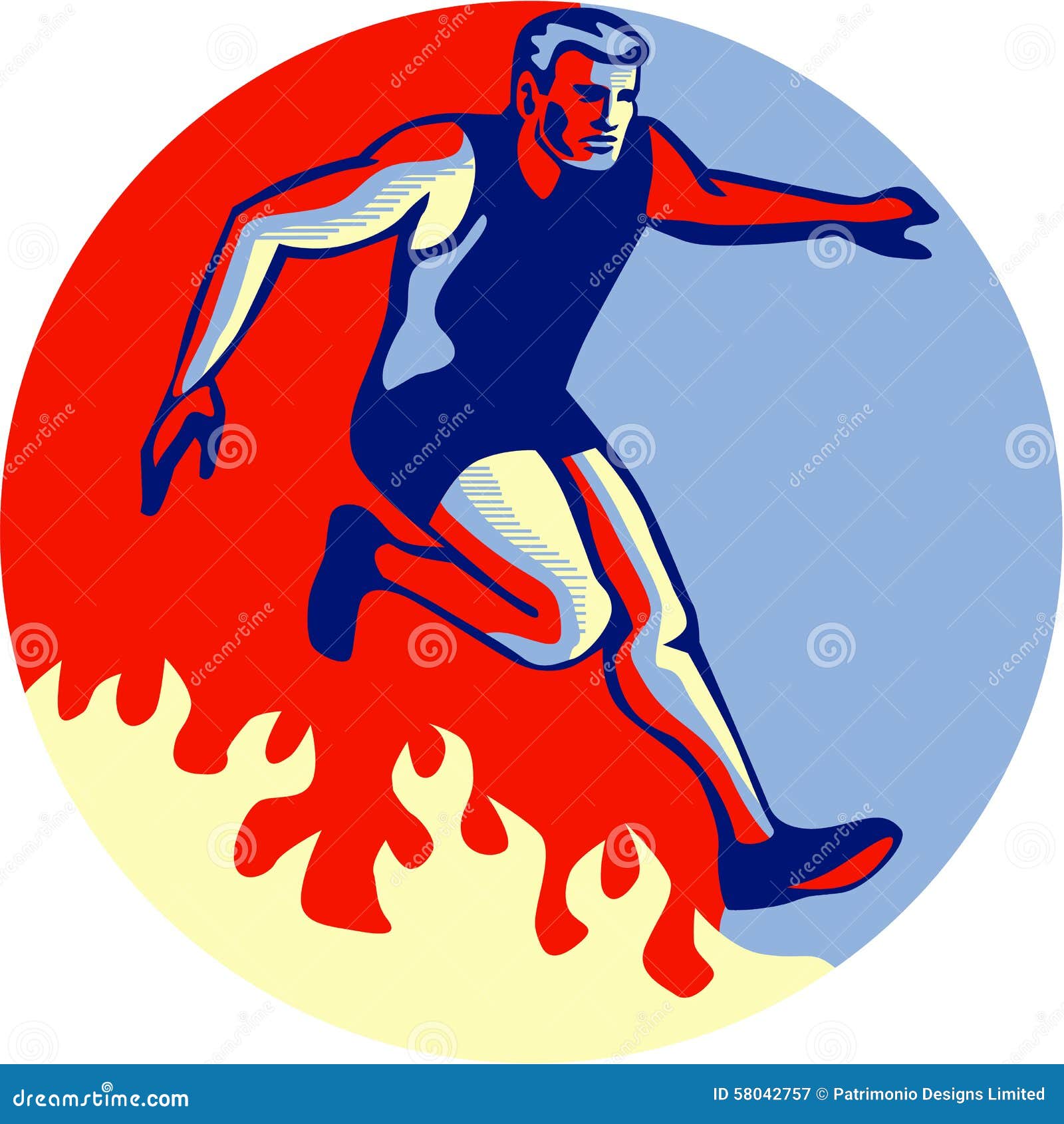 Obstacle Racing Jumping Fire Retro Stock Illustration - Illustration of ...