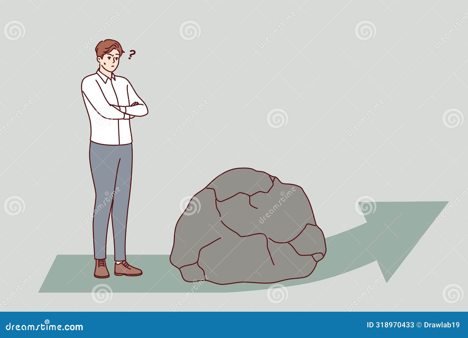 Obstacle To Development for Business Man Standing Near Giant Stone that ...