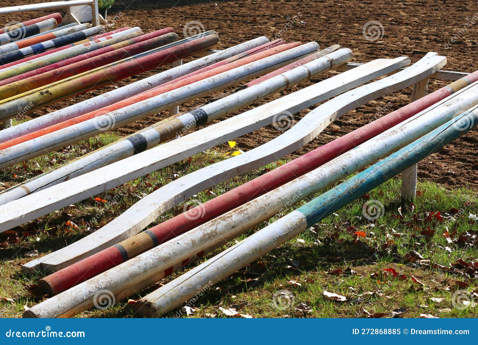 Obstacles Barriers in Row at an Equestrian Centre Stock Image - Image ...