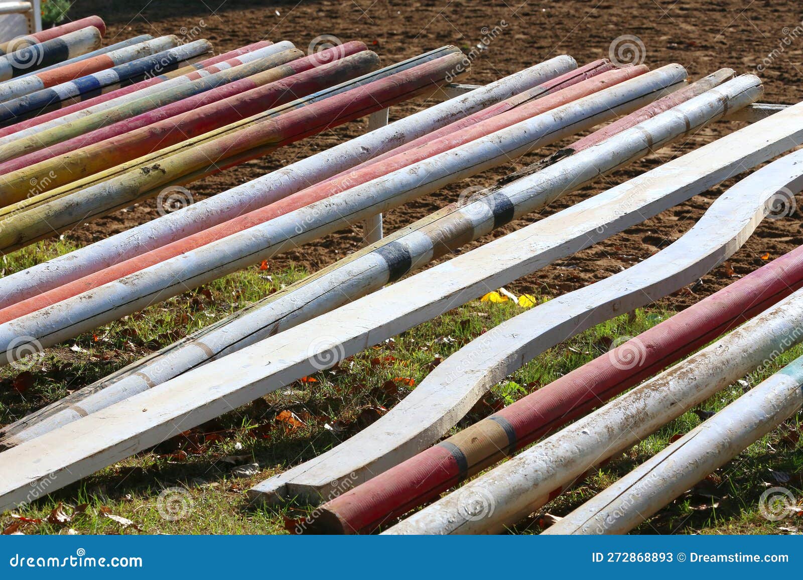 Obstacles Barriers in Row at an Equestrian Centre Stock Image - Image ...