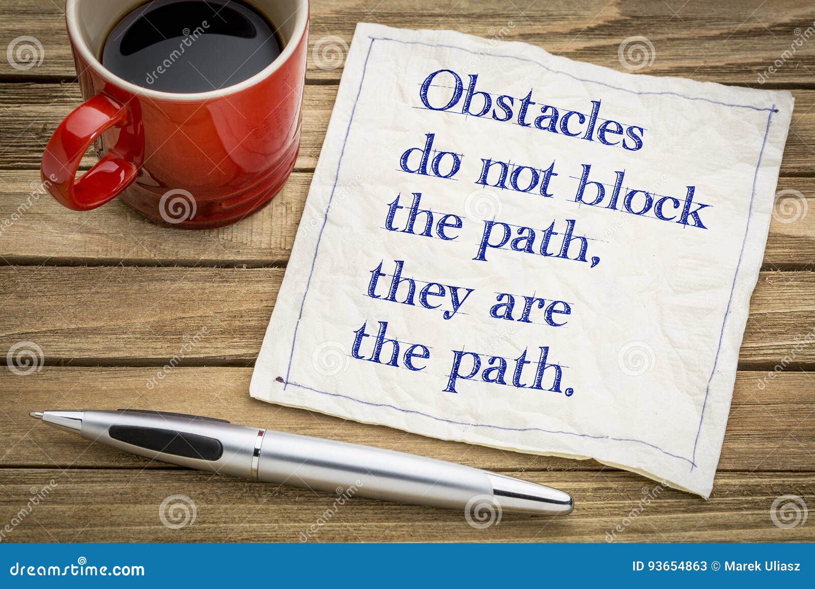 Obstacles Do Not Block the Path ... Stock Image - Image of handwriting ...