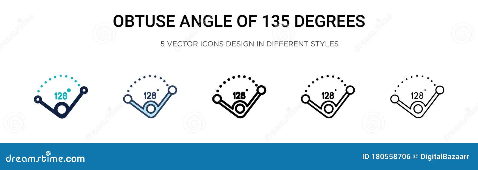 Outline Obtuse Angle Of 135 Degrees Vector Icon. Isolated Black Simple ...