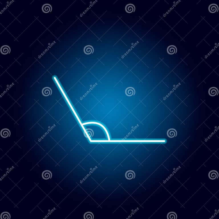 Obtuse Angle Icon in Neon Style. Geometric Figure Element for Mobile ...