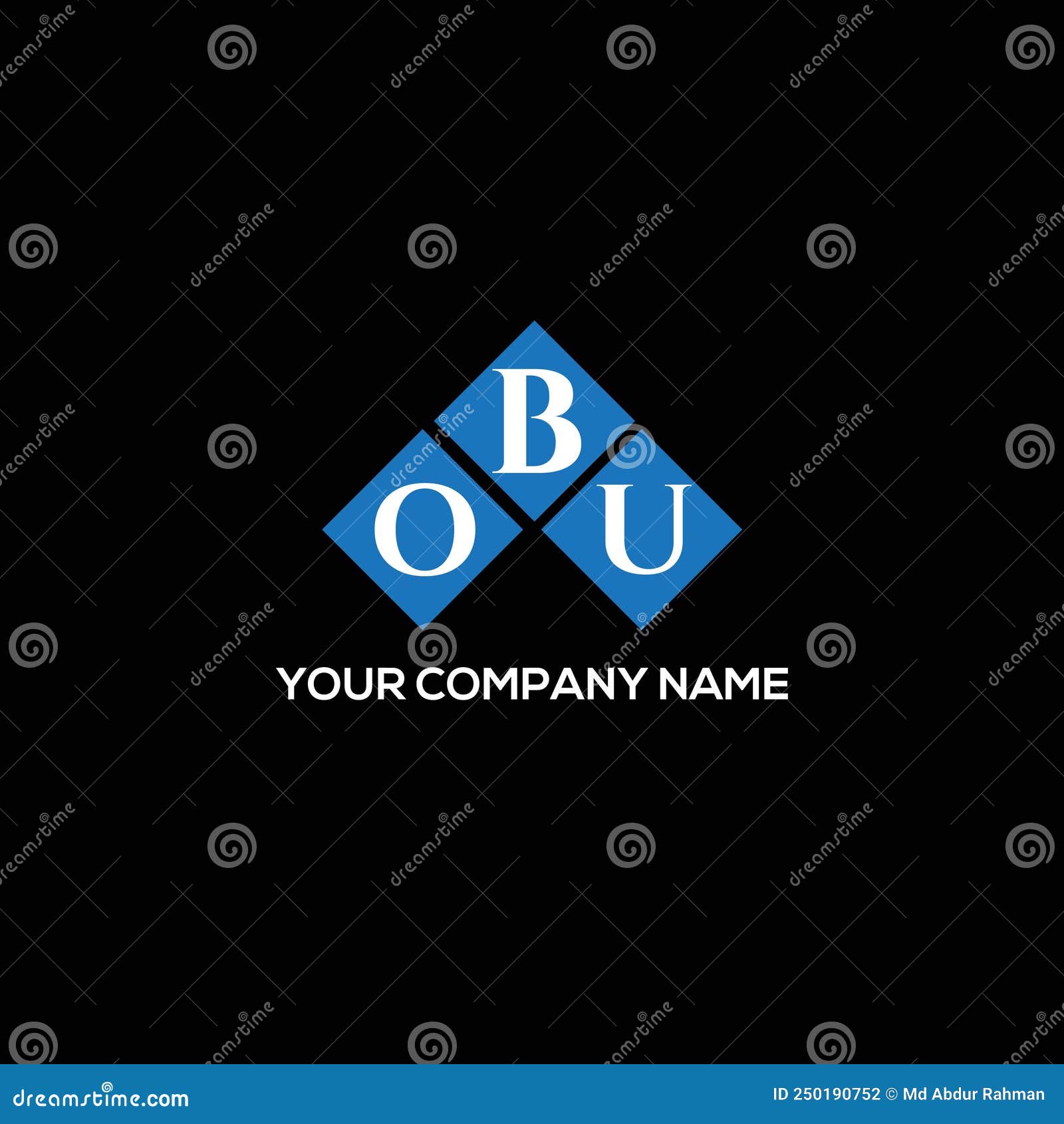 OBU Letter Logo Design on BLACK Background. OBU Creative Initials ...