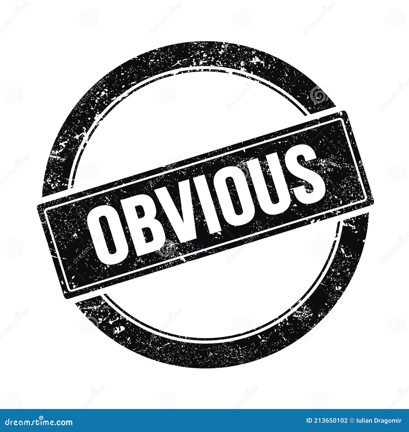 OBVIOUS Text on Black Grungy Round Stamp Stock Illustration ...