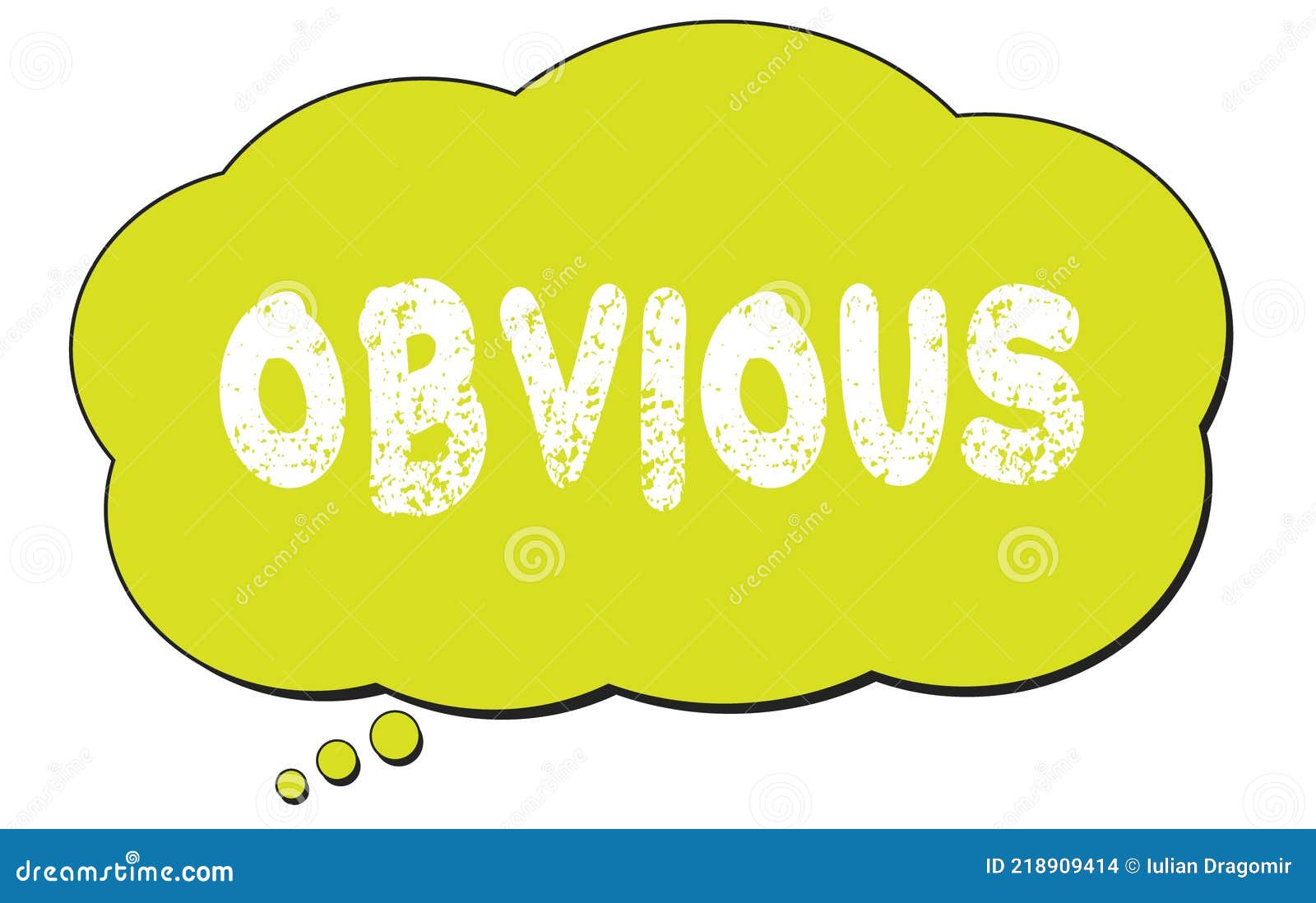 OBVIOUS Text Written on a Light Green Thought Bubble Stock Illustration ...