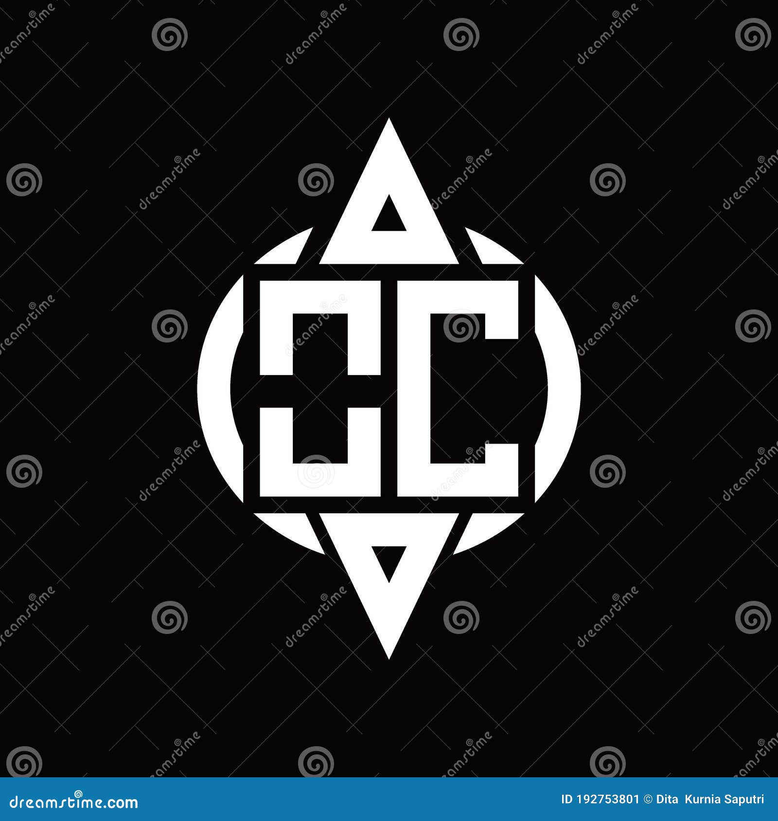 OC Logo with Circle Rounded Combine Triangle Top and Bottom Side Design ...