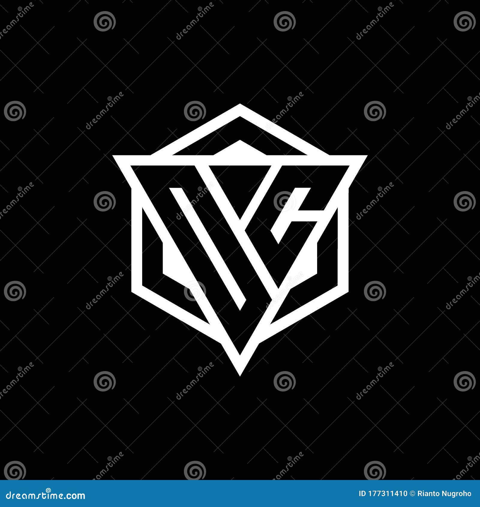 OC Logo Monogram with Triangle and Hexagon Shape Combination Stock ...
