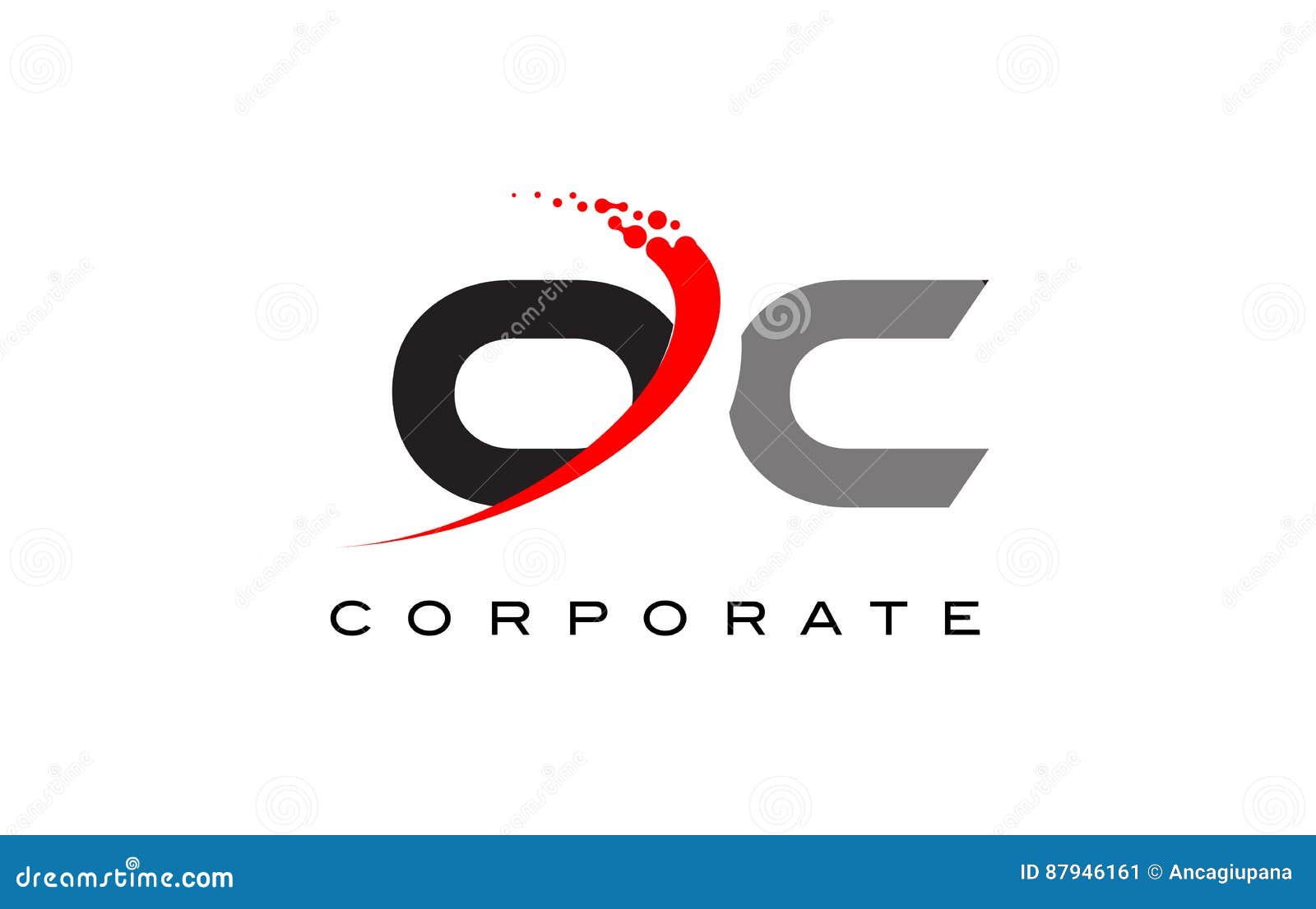 OC Modern Letter Logo Design with Swoosh Stock Vector - Illustration of ...