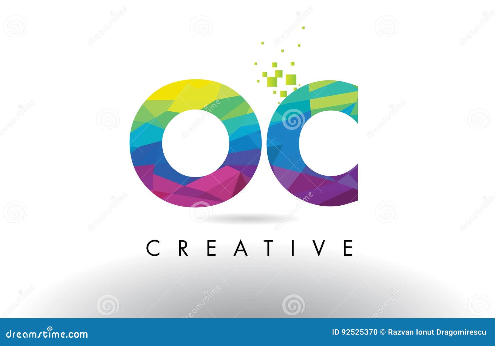 OC O C Colorful Letter Origami Triangles Design Vector. Stock Vector ...