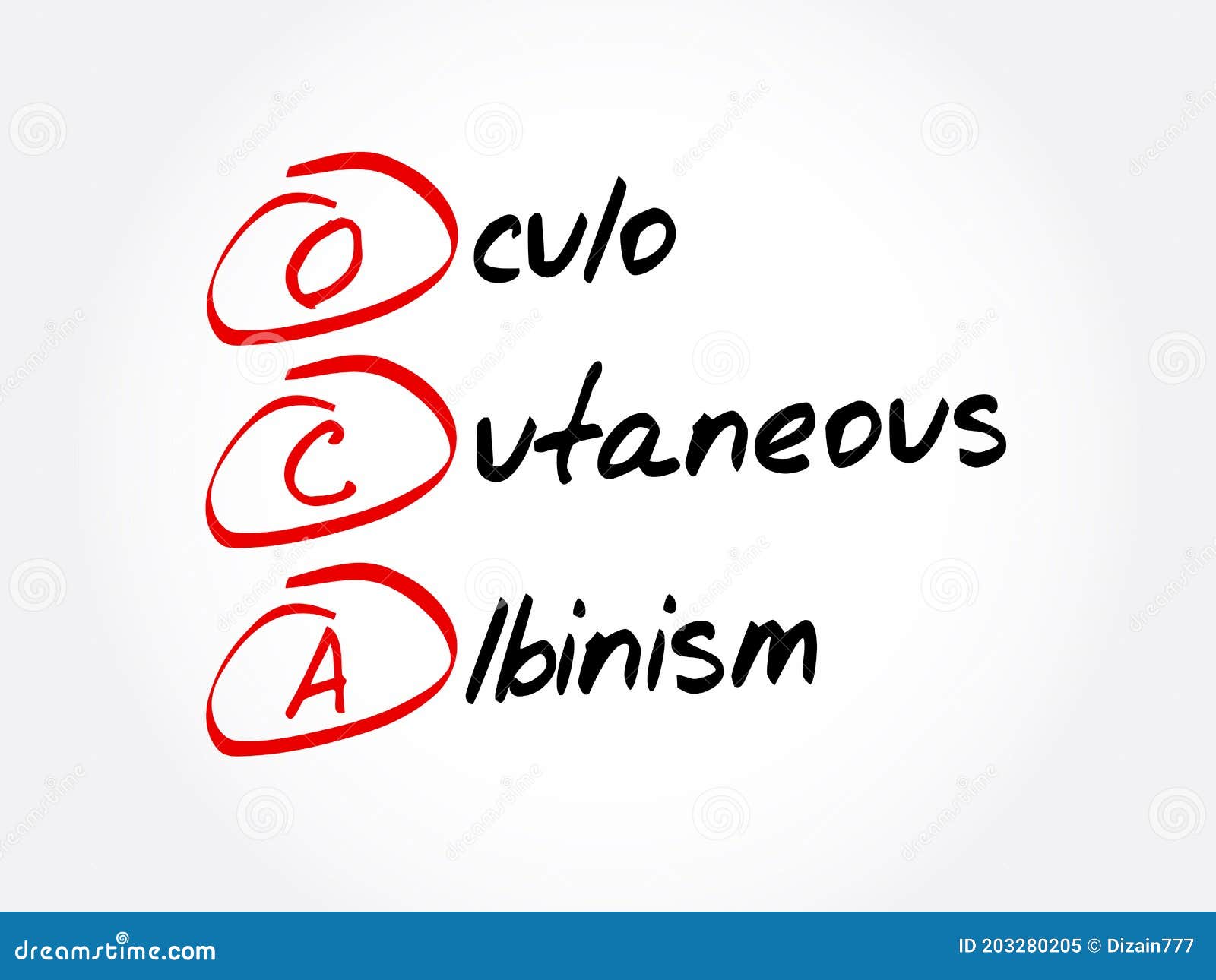 OCA - Oculo Cutaneous Albinism Acronym, Concept Background Stock ...