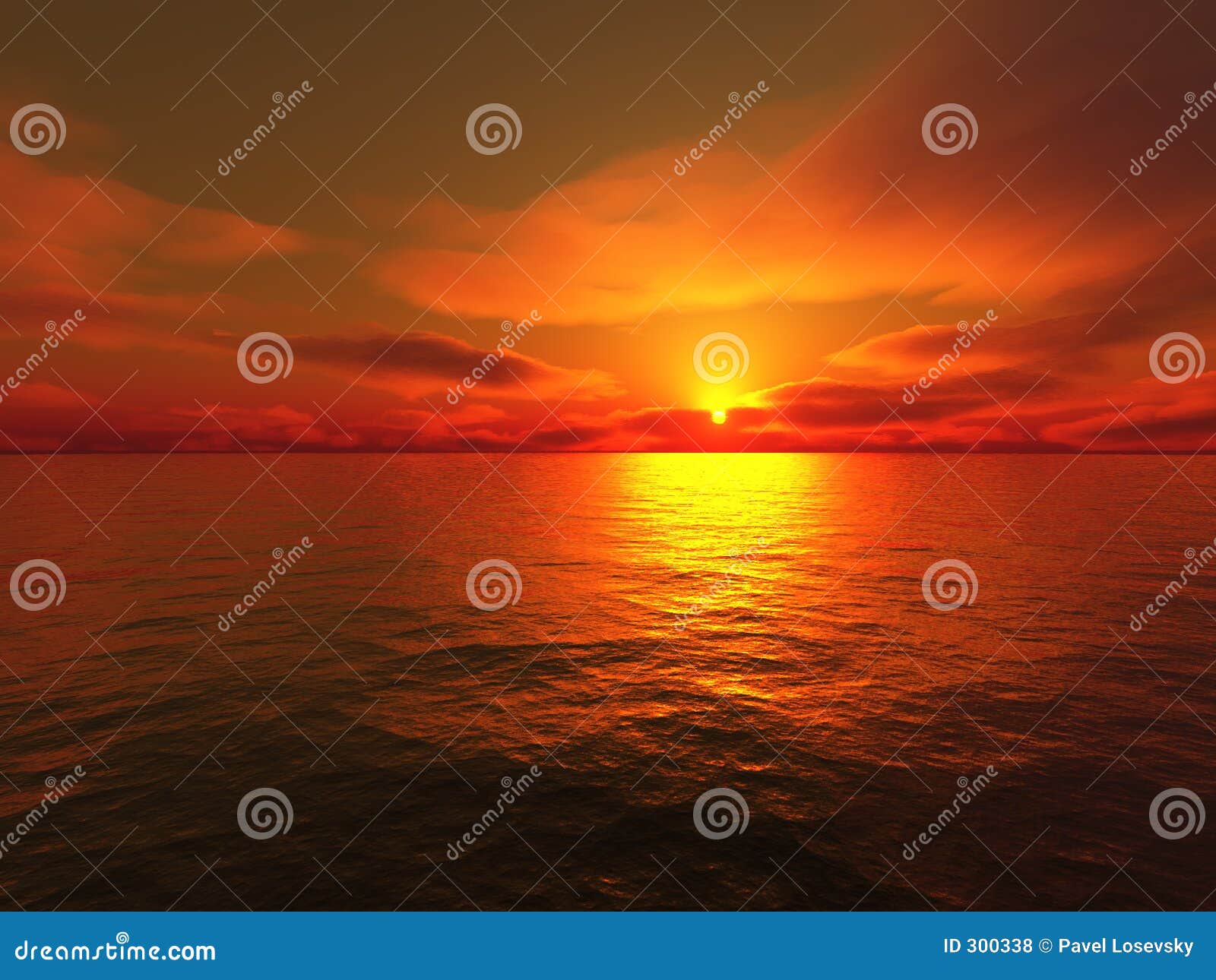 Ocaso en el mar stock de ilustración. Ilustración de tierra - 300338