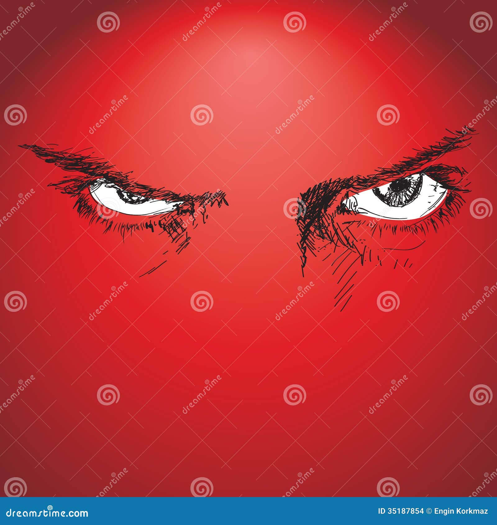 Occhi impavidi illustrazione vettoriale. Illustrazione di sopracciglia ...