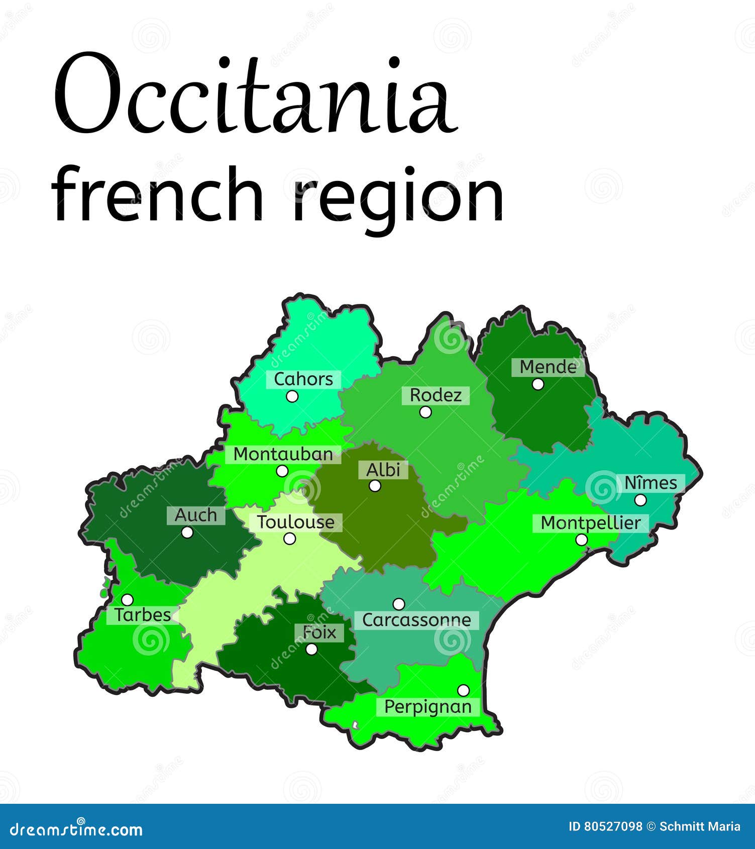 Occitania French Region Map Stock Vector - Illustration of white ...