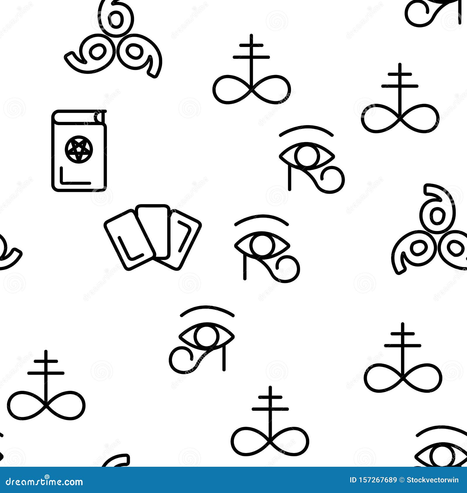 Occult, Demonic Entity Imagery Vector Seamless Pattern Stock Vector ...
