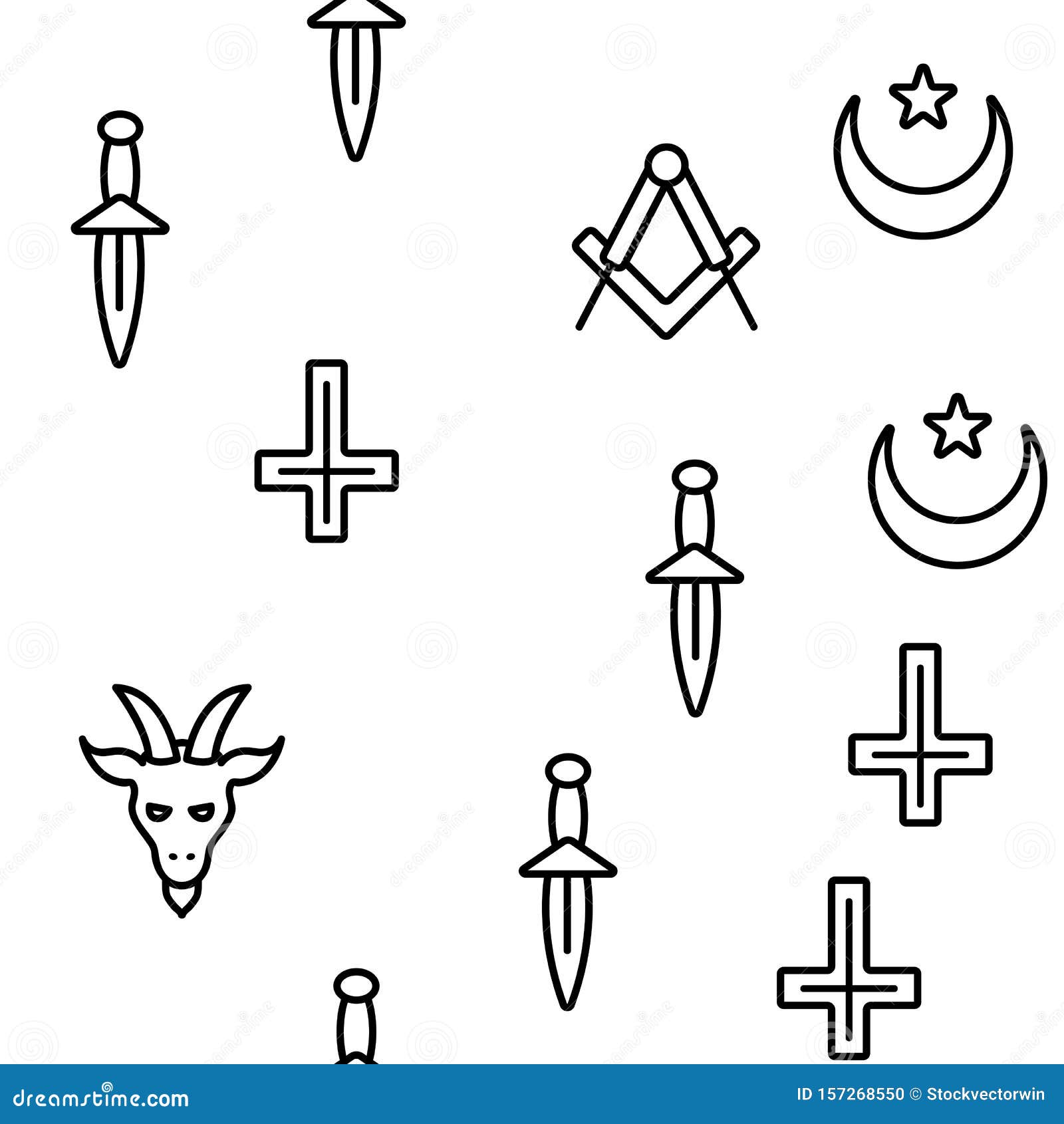 Occult, Demonic Entity Imagery Vector Seamless Pattern Stock Vector ...